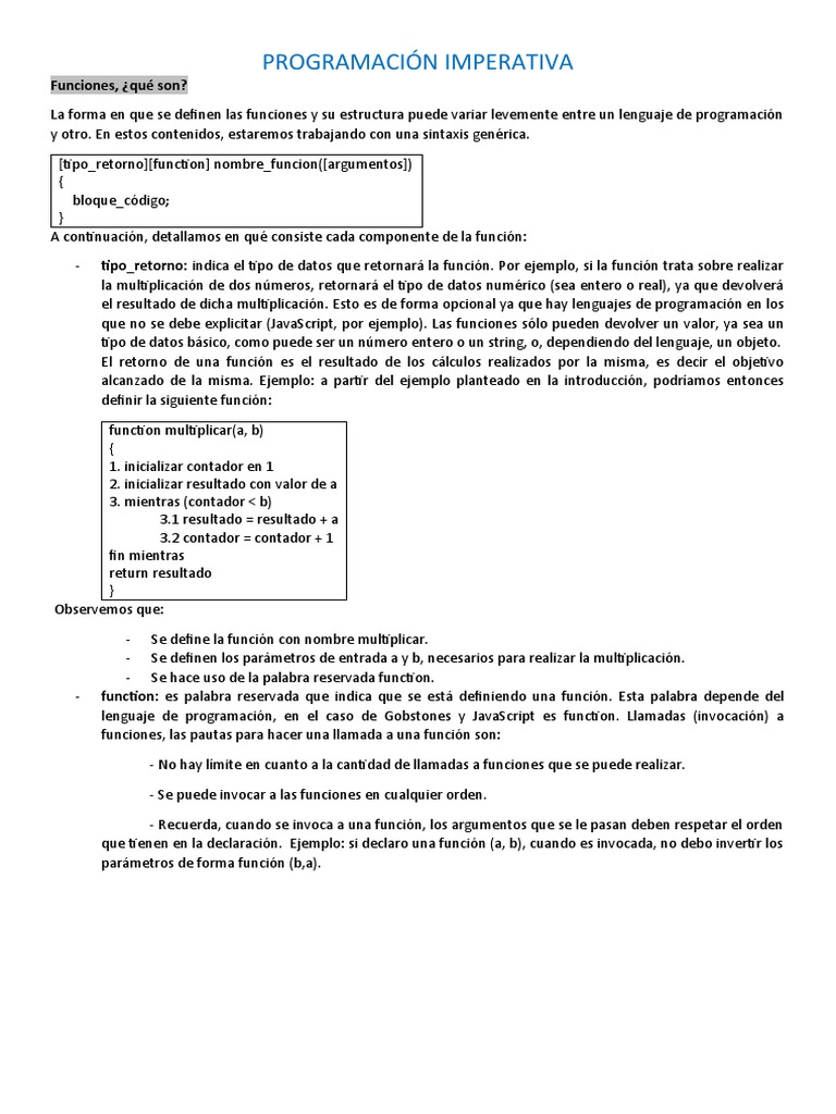 Imperativa y Mumuki | PDF | Lenguaje de programación | Multiplicación