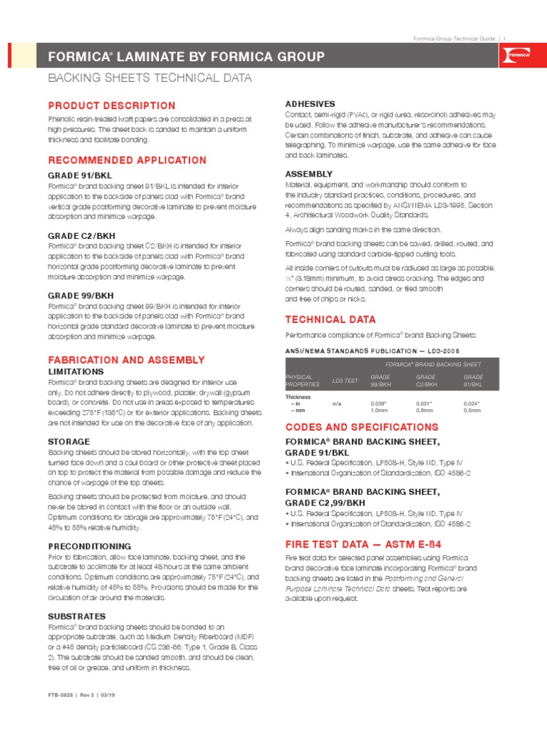 Backing Sheets Technical Brief | PDF