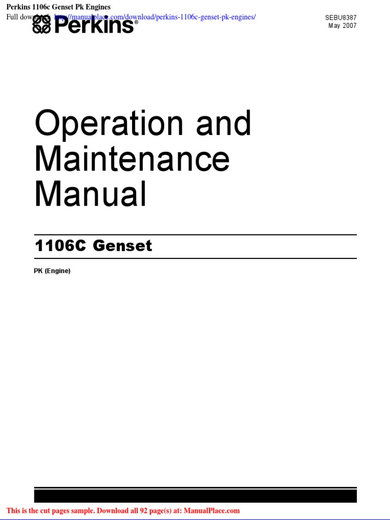 Perkins 1106c Genset PK Engines | PDF | Coolant | Physical Sciences