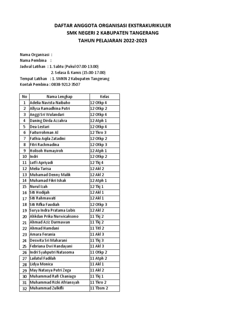 Contoh Data Ekskul (Ganti File Name Pake Nama Ekskul) | PDF | Agama & Spiritualitas