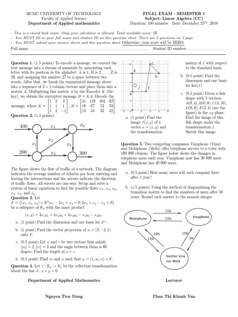 Final Algebra 1 19 | PDF | Basis (Linear Algebra) | Matrix (Mathematics)