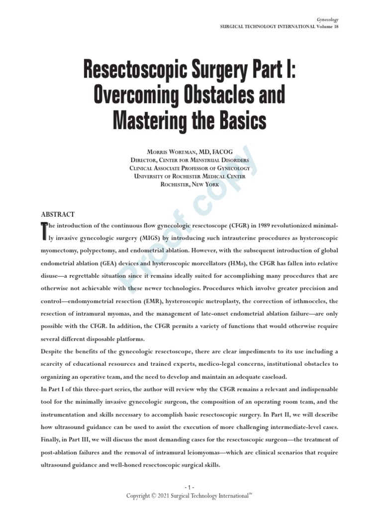 Resectoscopic Surgery Part i | PDF