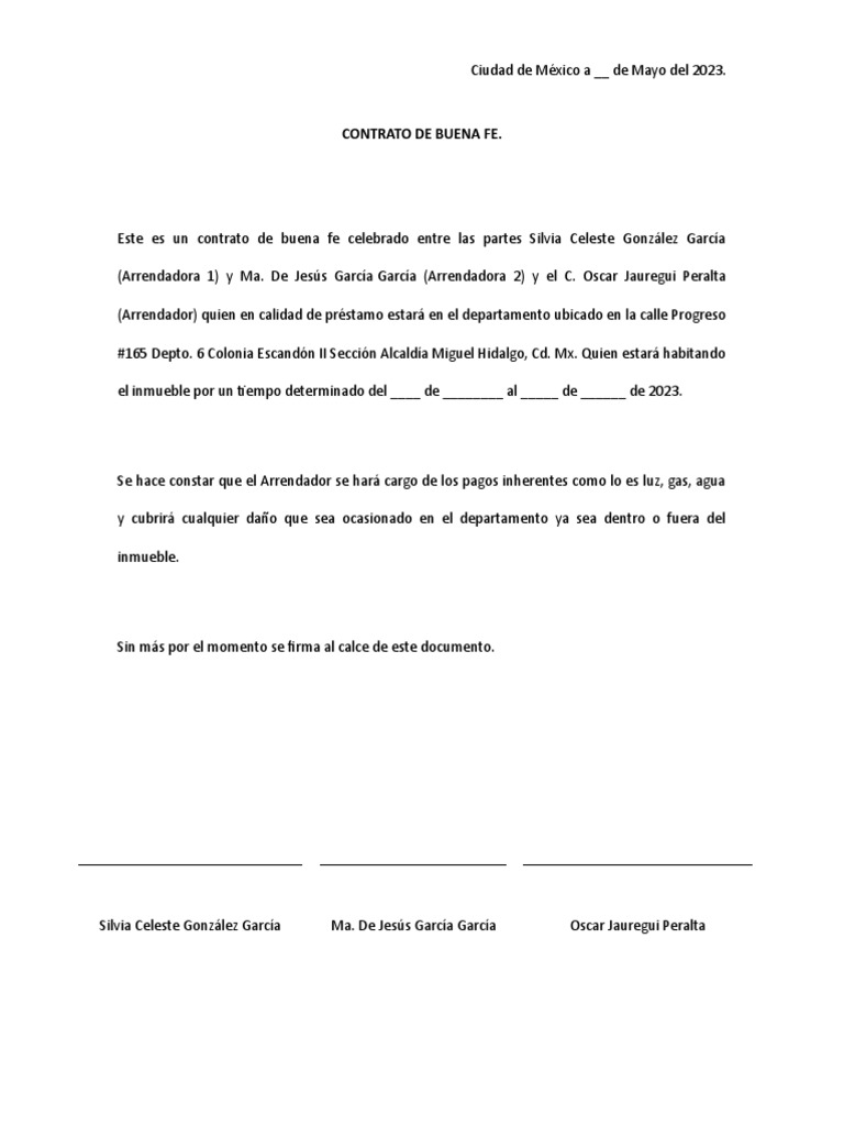 Contrato de Buena Fe | PDF