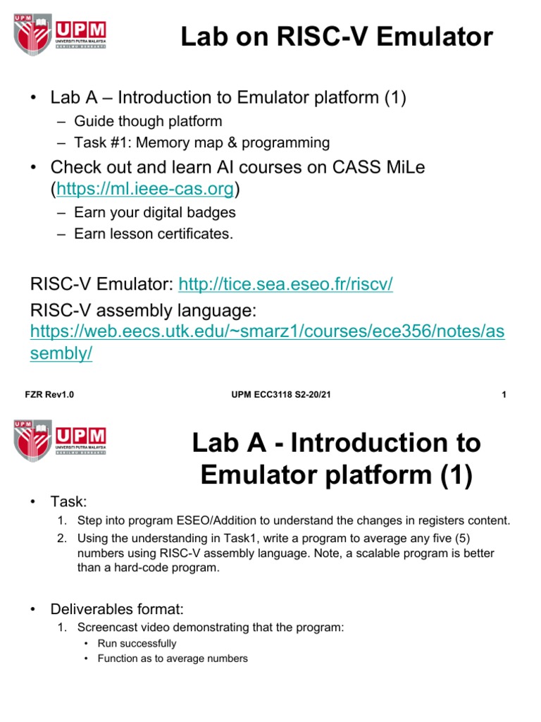 Lab RISC-V Emulator | PDF