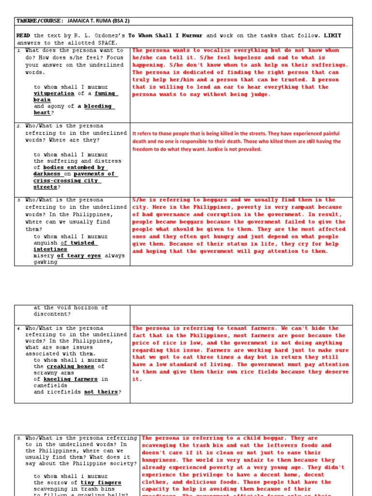 8A Task To Whom Shall I Murmur Speak2 | PDF