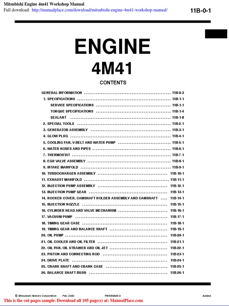 Mitsubishi Engine 4m41 Workshop Manual | PDF | Technology & Engineering