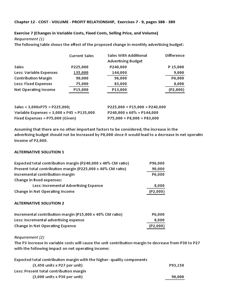 Chapter 12 CVP Relationship | PDF | Business | Business Economics