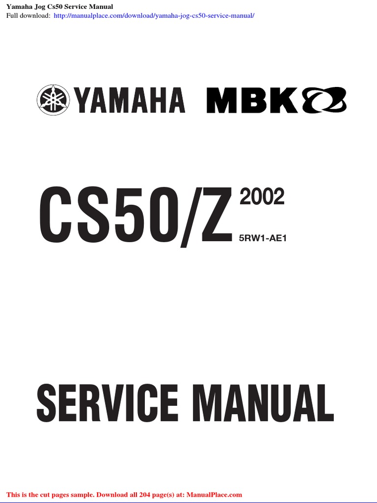 Yamaha Jog Cs50 Service Manual | PDF | Motor Oil | Clutch