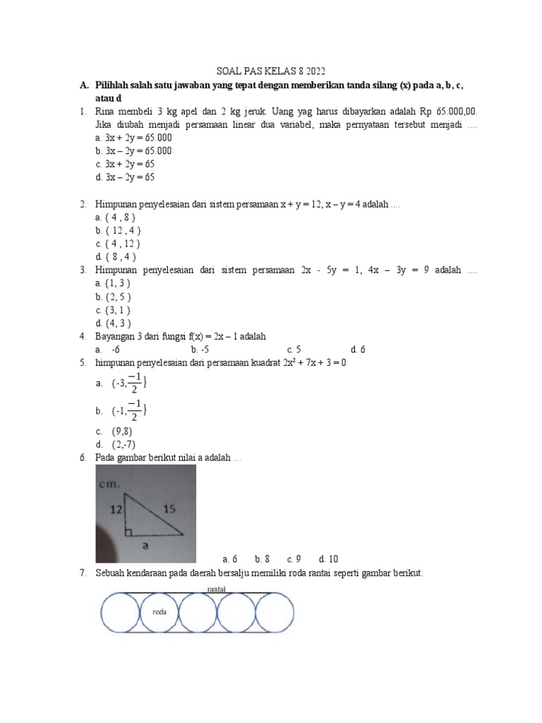 Soal Pas Kelas 8 Smt. 2 2022 | PDF