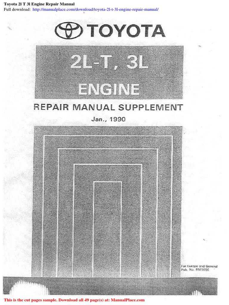 Toyota 2l T 3l Engine Repair Manual | PDF