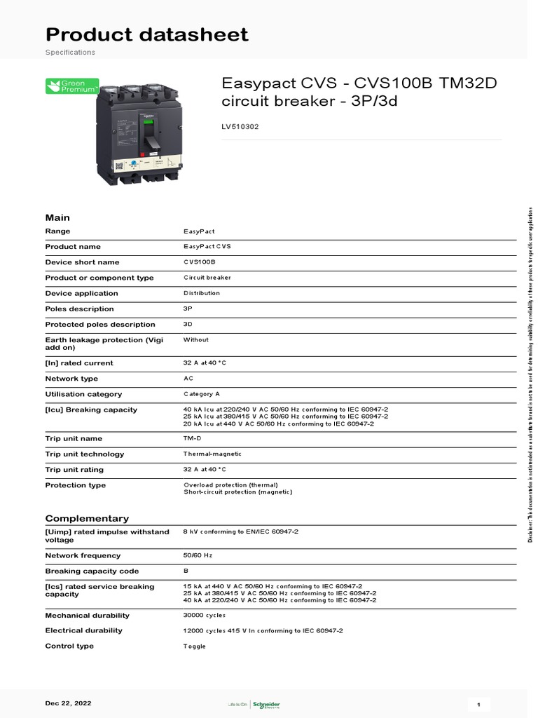 EasyPact CVS - MCCB - LV510302 | PDF