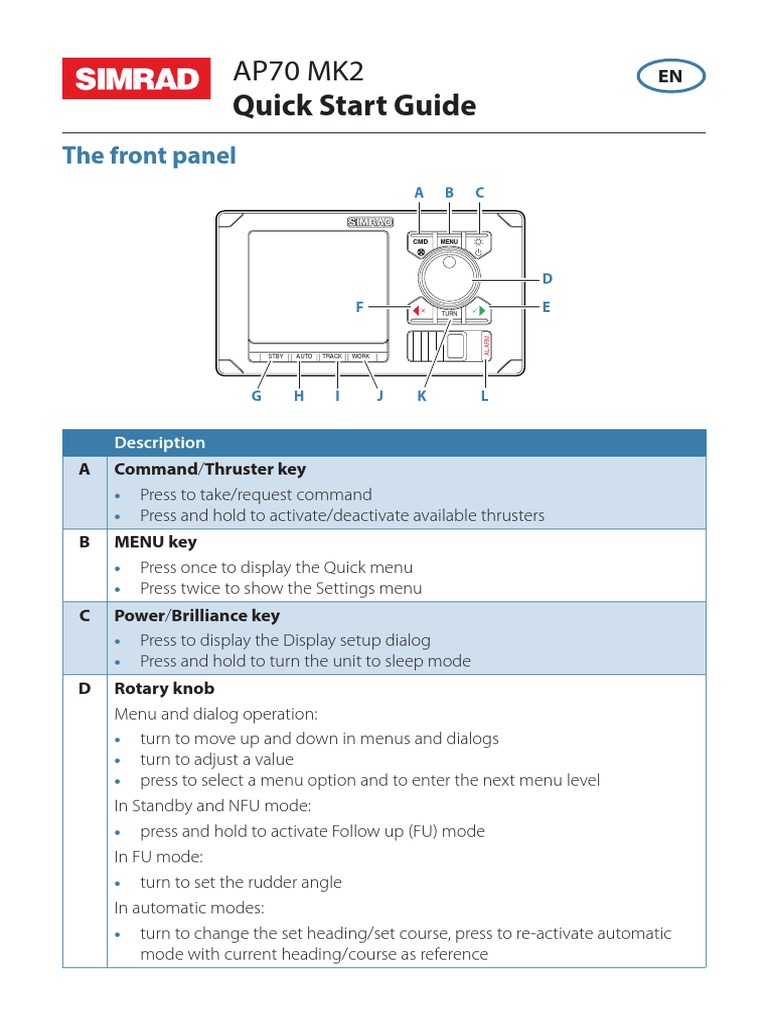 Quick Start Guide: AP70 MK2 | PDF | Menu (Computing) | System Software