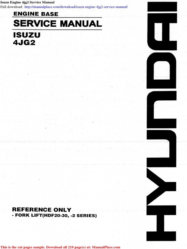 Isuzu Engine 4jg2 Service Manual | PDF