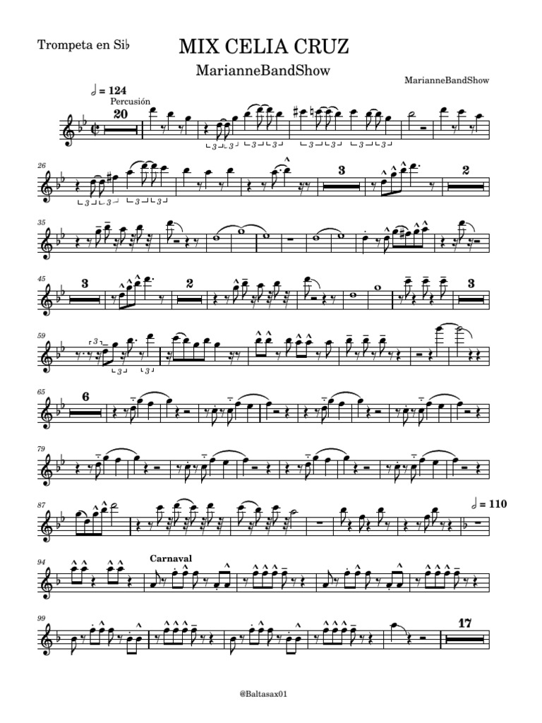 Mix de Partituras para Trompeta: Celia Cruz | PDF