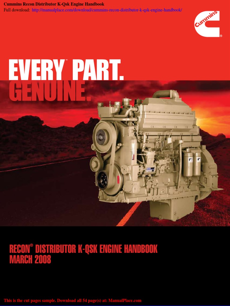 Cummins Recon Distributor k Qsk Engine Handbook | PDF