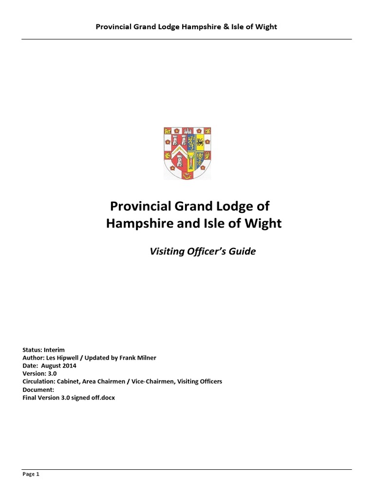 VO Guide Sept 14 | PDF | Masonic Lodge | Freemasonry