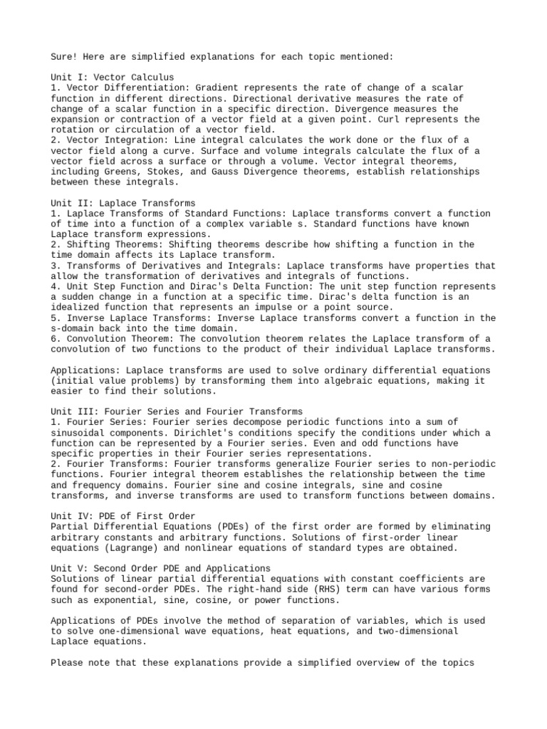 M3 Full Syllabus in Simple Explanation | PDF | Partial Differential ...