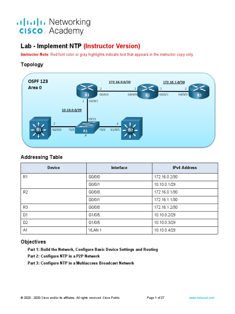 15.1.2 Lab - Implement NTP - ILM | PDF | Network Switch | Ip Address