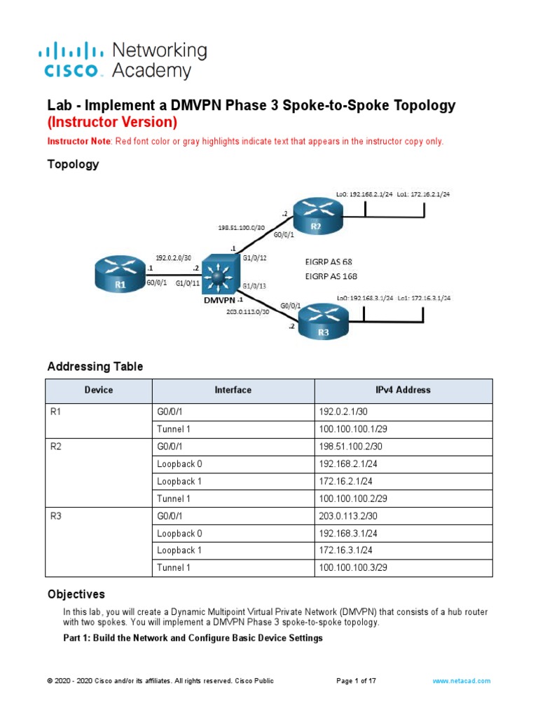 19.1.4 Lab - Implement A DMVPN Phase 3 Spoke-To-Spoke Topology - ILM | PDF | Computers