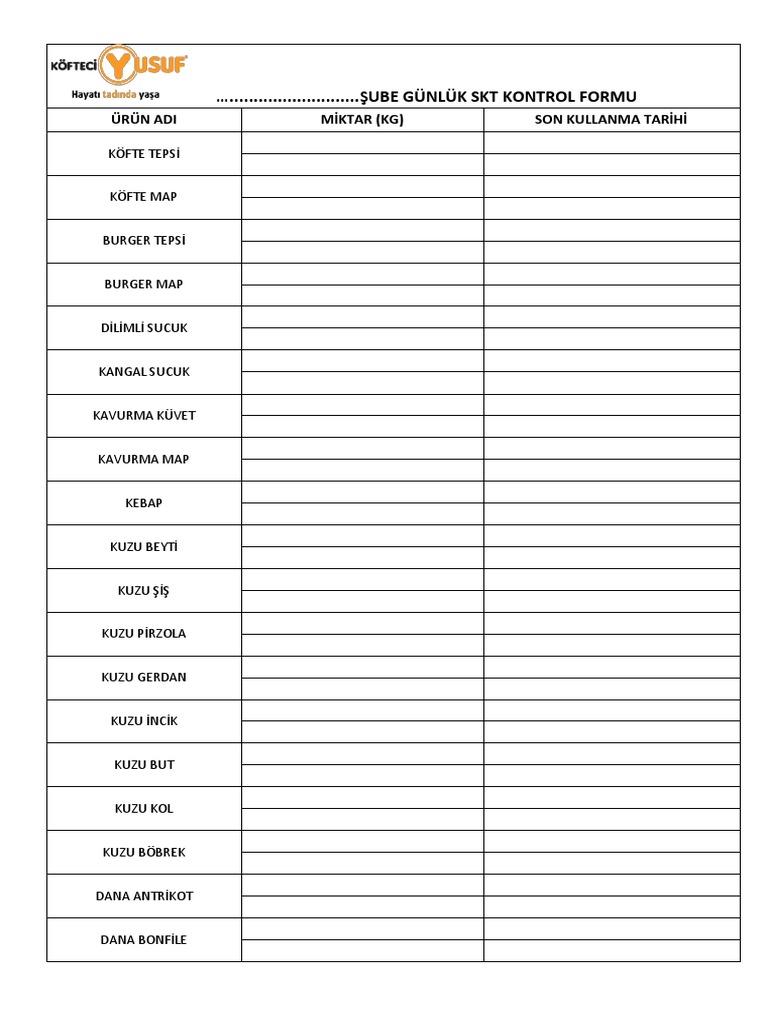 Günlük SKT Kontrol Formu | PDF