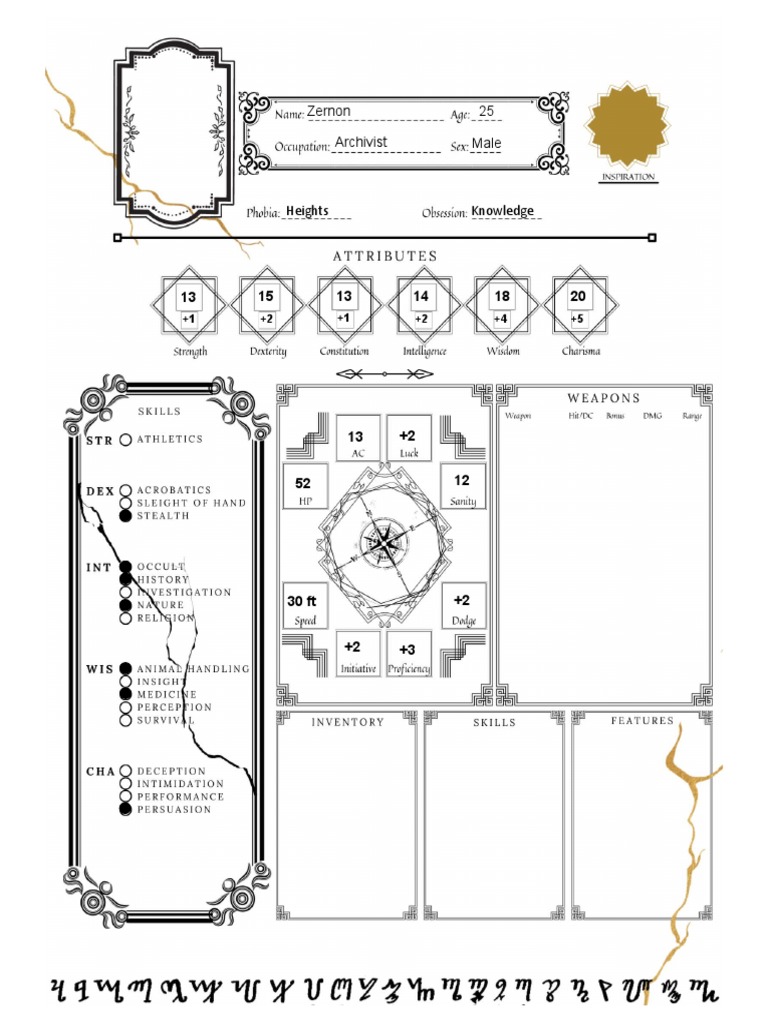Rapture DND Character Sheet | PDF