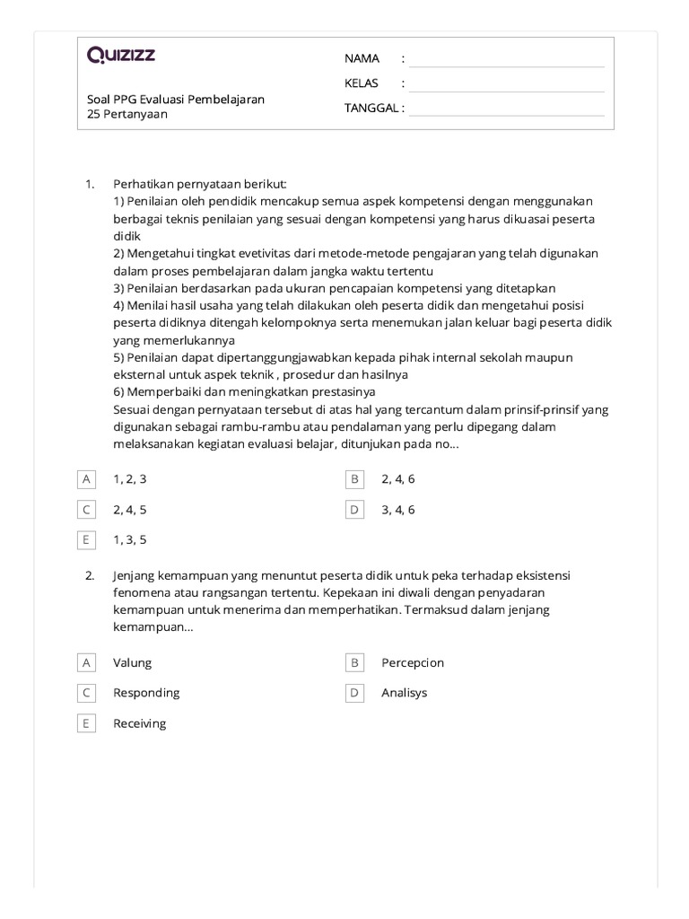 Soal PPG Evaluasi Pembelajaran | PDF | Karier & Perkembangan | Sains & Matematika