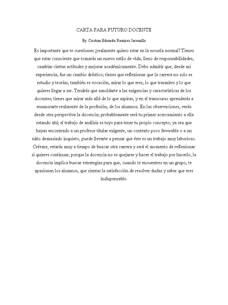 Carta para Futuro Docente | PDF