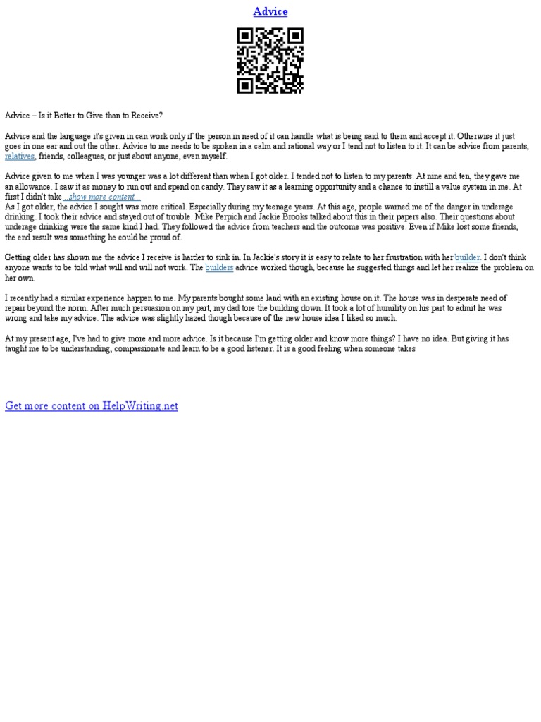 Advice | PDF