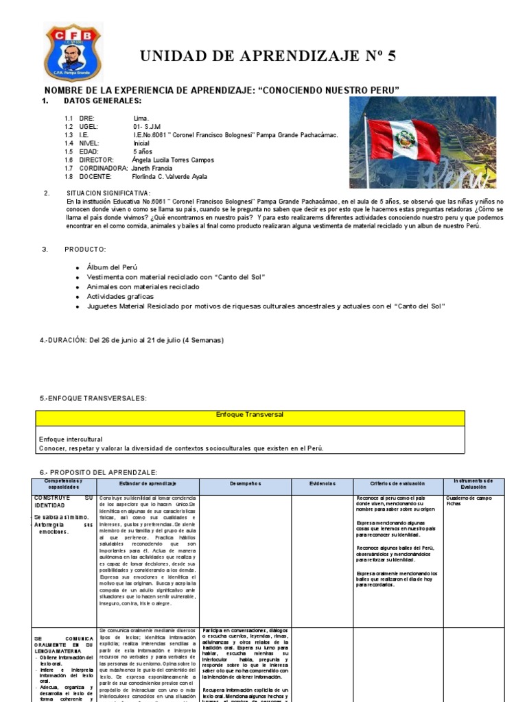 Experiencia de Aprendizaje N 5 | PDF | Evaluación | Aprendizaje