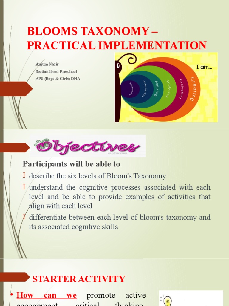 Implementing Bloom's Taxonomy in Preschool | PDF | Differentiated ...