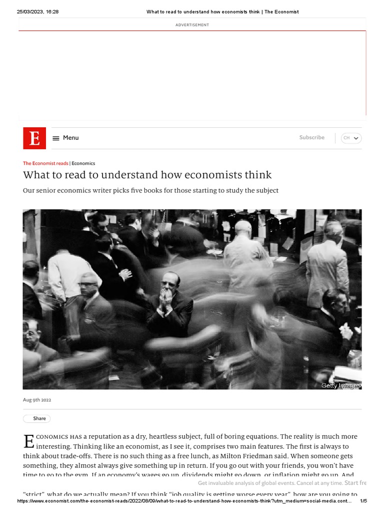 What To Read To Understand How Economists Think - The Economist | PDF ...