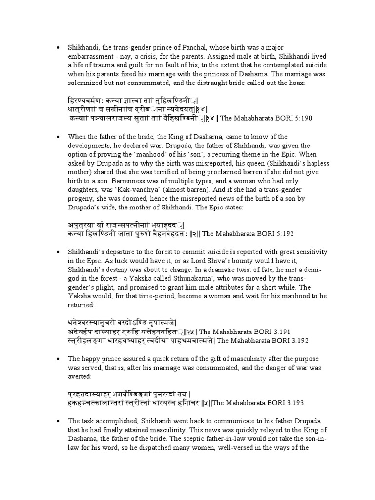 Shikhandi Amba | Download Free PDF | Vaishnava Texts | Mahabharata