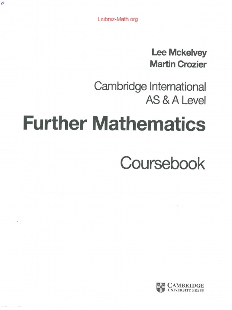 Cambridge International As A Level Full Book For Further Pure ...