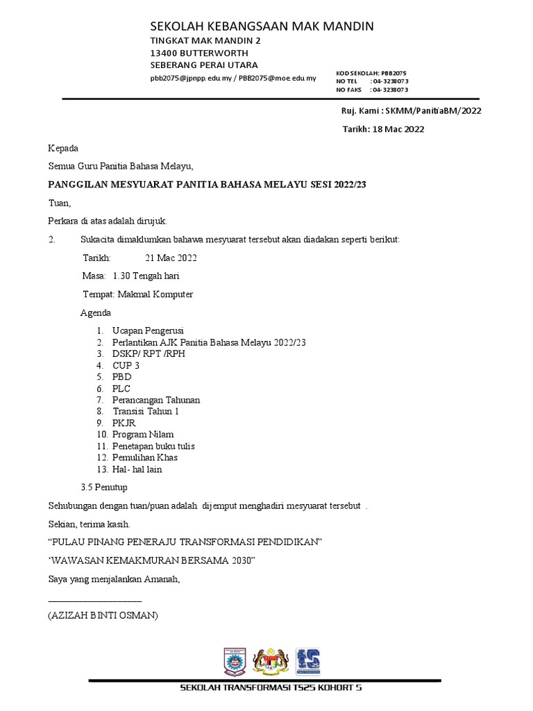 Surat Jemputan Panitia 2022 | PDF