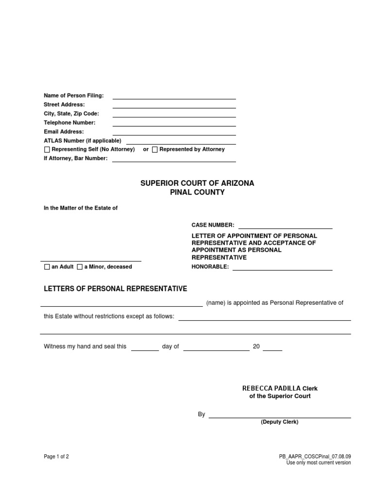 Letters and Acceptance of Personal Representative | PDF