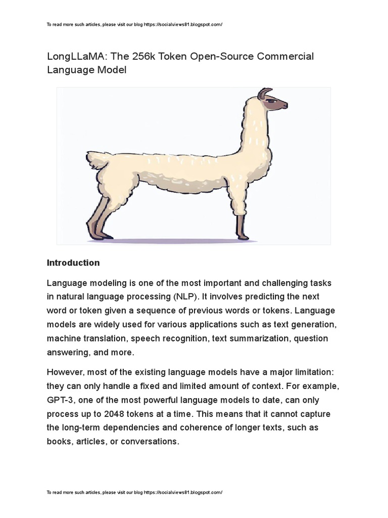 LongLLaMA: The 256k Token Open-Source Commercial Language Model | PDF | Artificial Intelligence ...