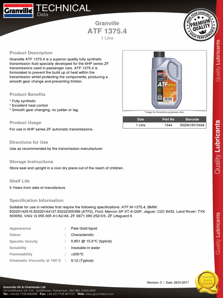 TDS 431 Granville ATF 1375.4 | PDF | Vehicles | Motor Vehicle