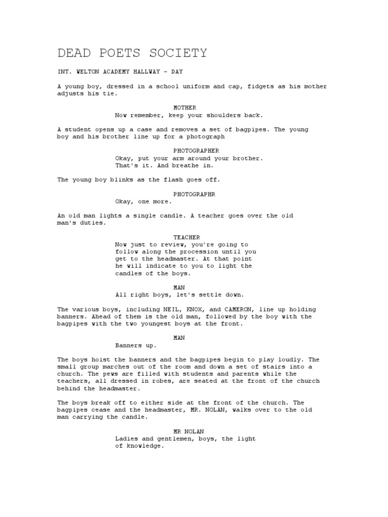 Dead Poets Society | PDF | Poetry