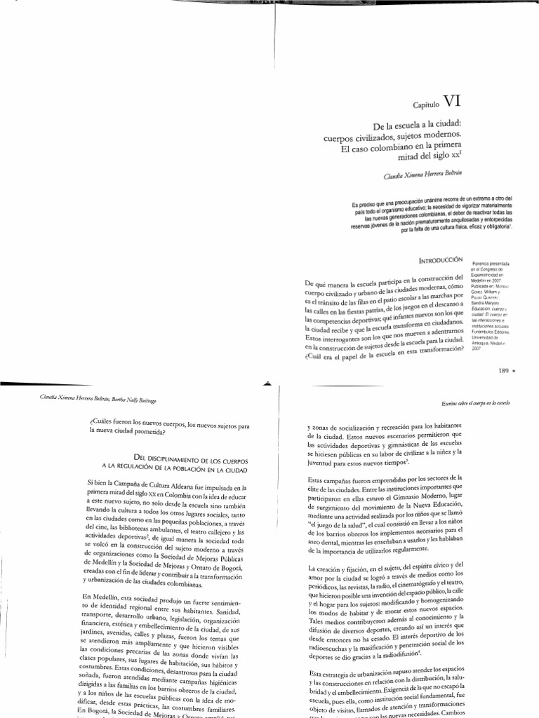DE LA ESCUELA A LA CIUDAD - Claudia Ximena Herrera | PDF