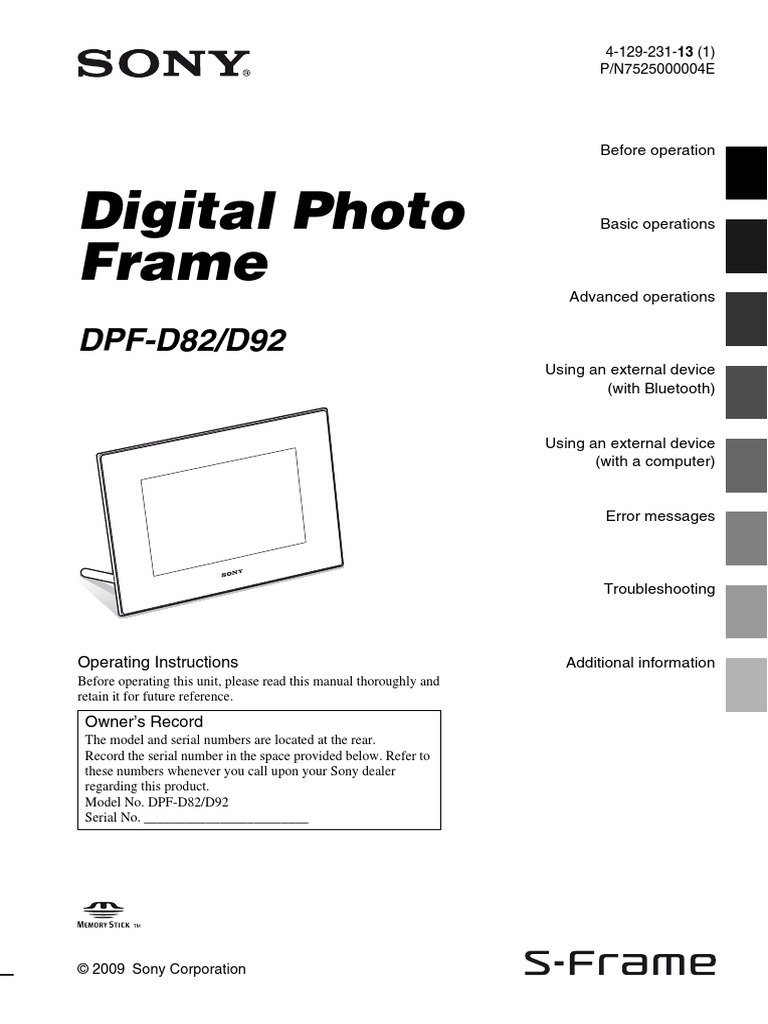 Sony DPF-D92 | PDF