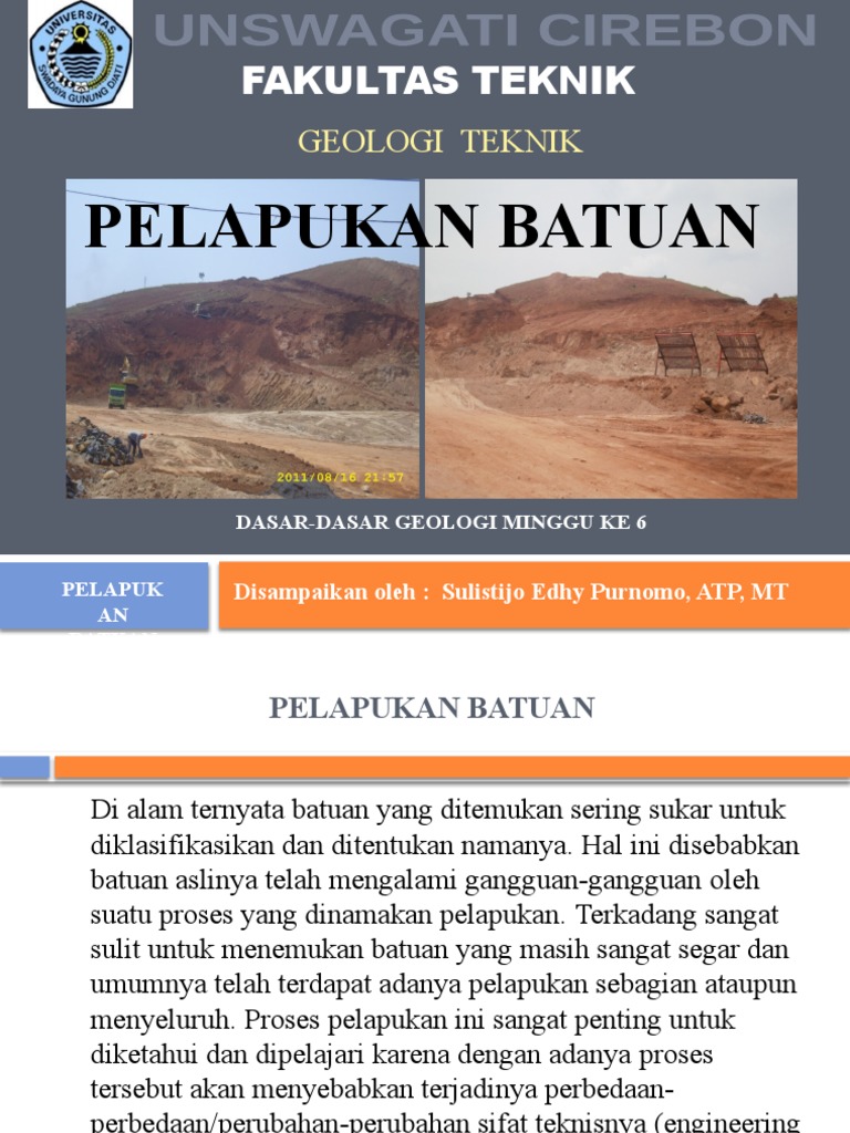 MATERI KULIAH REKAYASA GEOLOGI 2018 DASAR GEOLOGI Minggu 6) | PDF