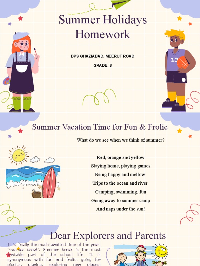 Class 8 Summer Holiday Homework | PDF