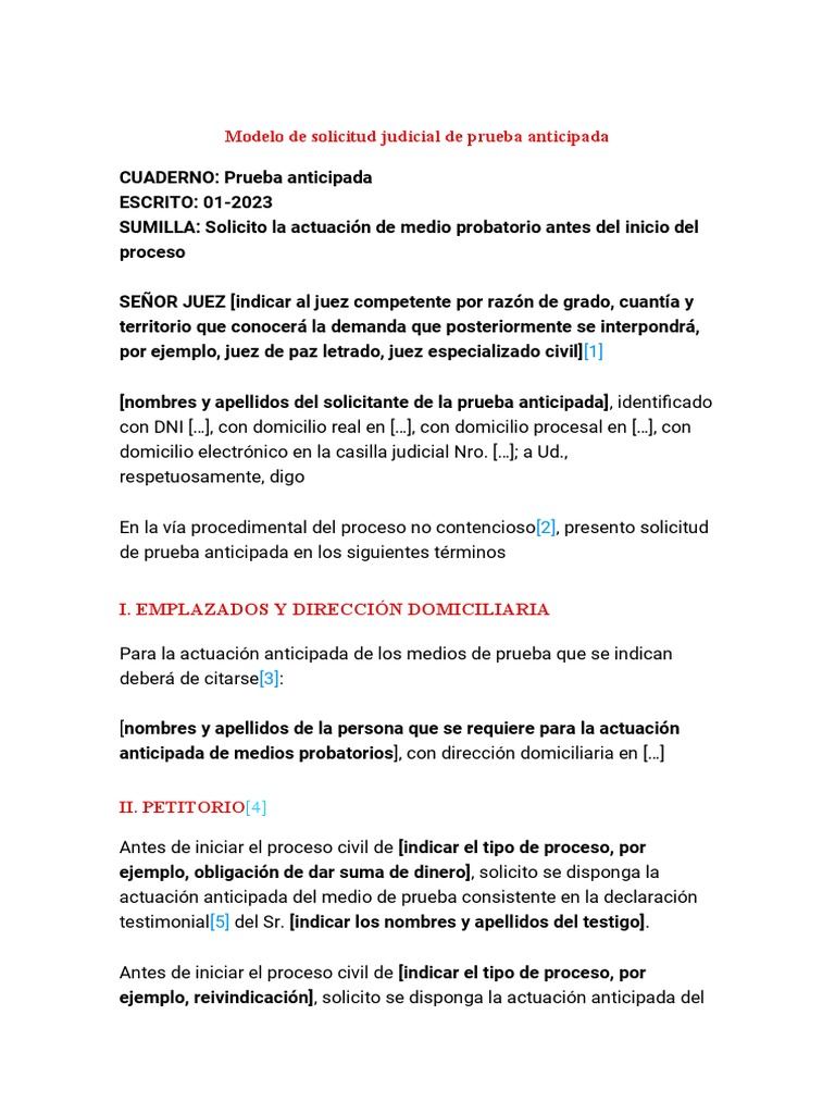 Modelo de Solicitud Judicial de Prueba Anticipada | Descargar gratis ... Modelo de Solicitud Judicial de Prueba Anticipada | Descargar gratis ...