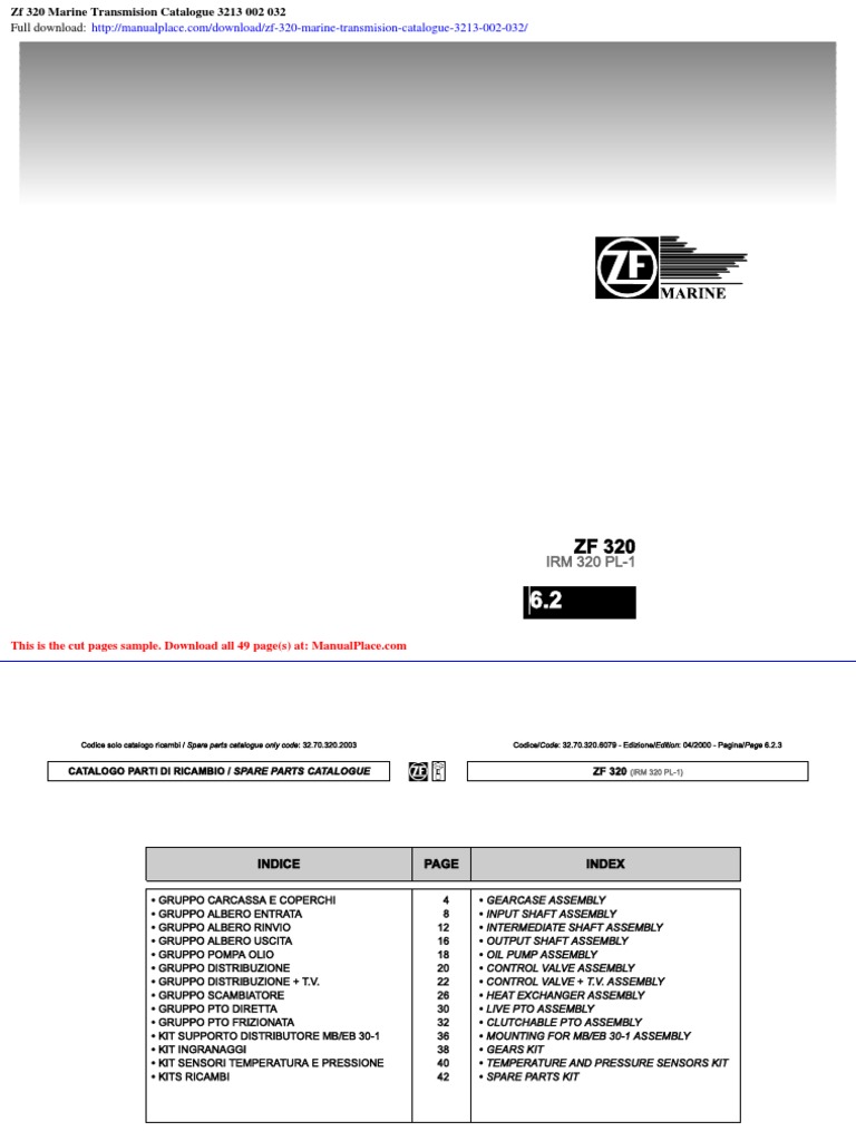 ZF 320 Marine Transmision Catalogue 3213 002 032 | PDF