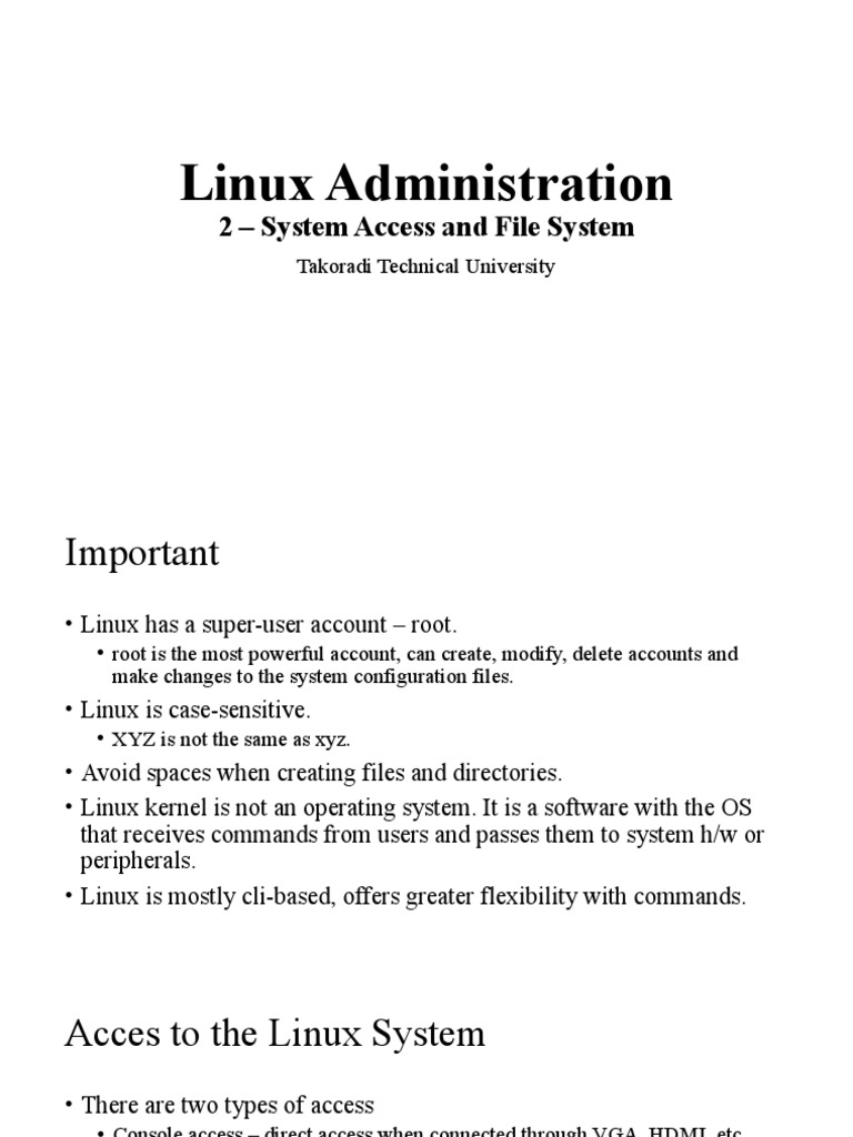 System Access and File System - Linux Administration | PDF | File ... System Access and File System - Linux Administration | PDF | File ...