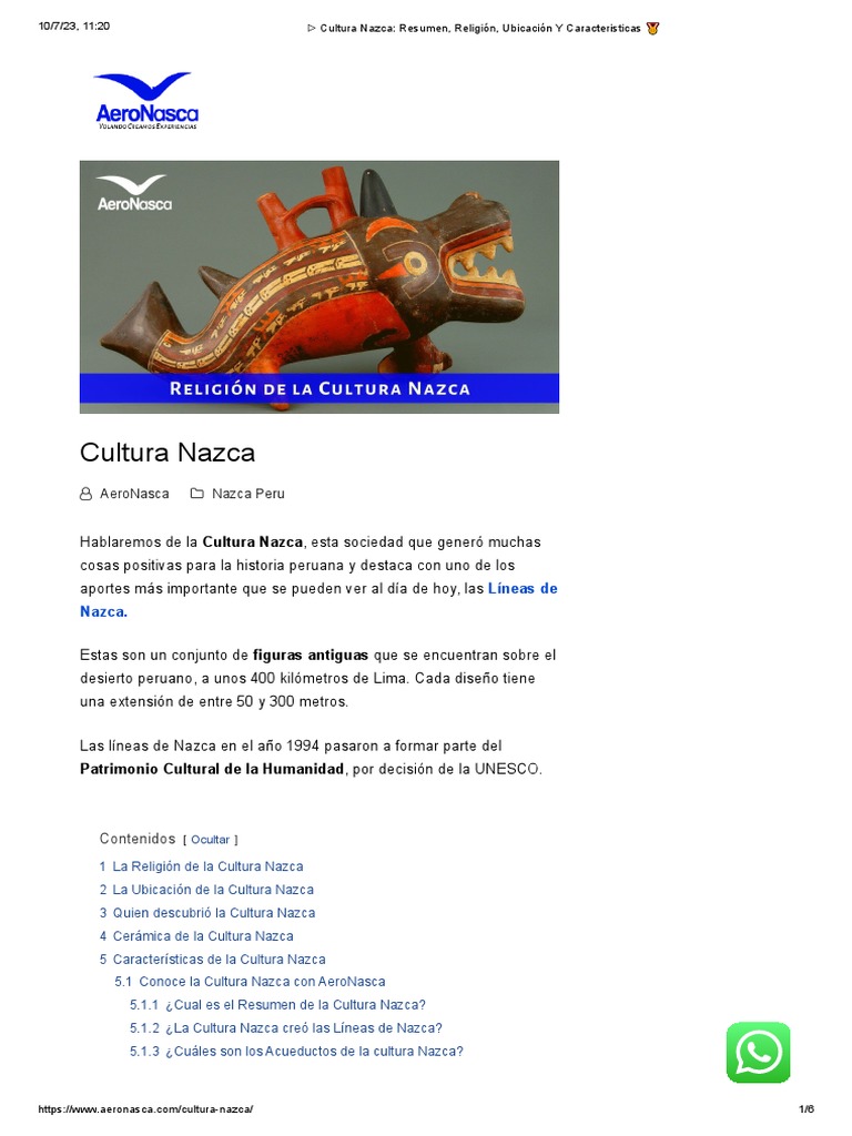 3cultura Nazca - Resumen, Religión, Ubicación Y Caracteristicas ? | PDF