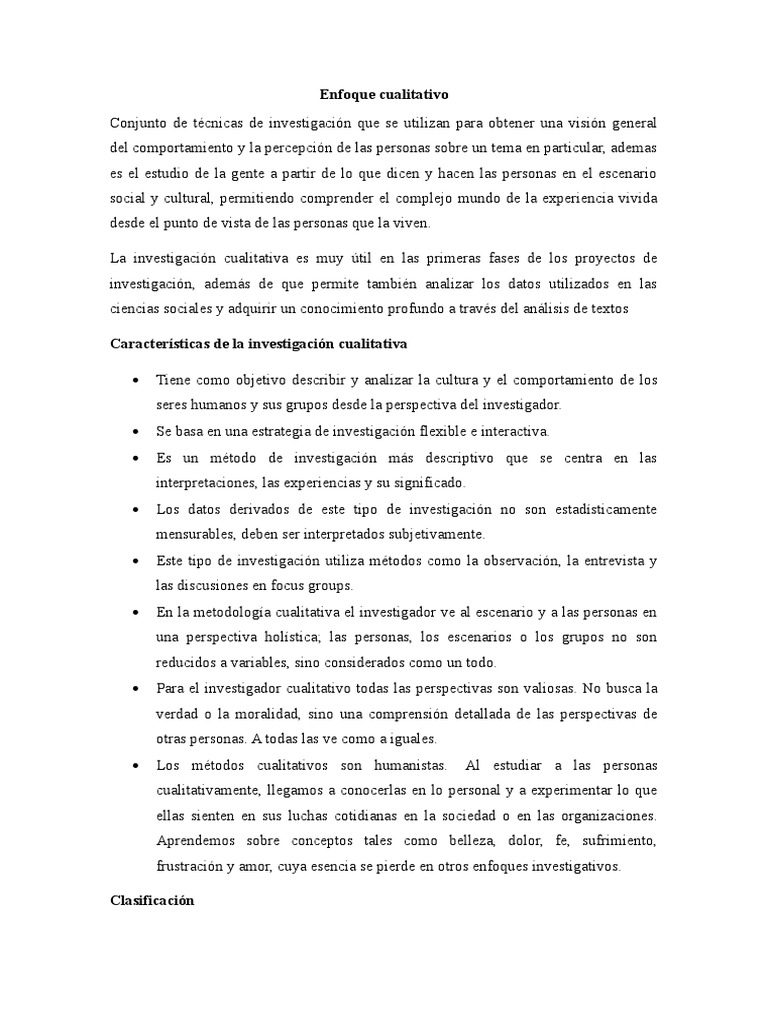 Definición Del Enfoque Cualitativo | PDF | Teoría | Etnografía