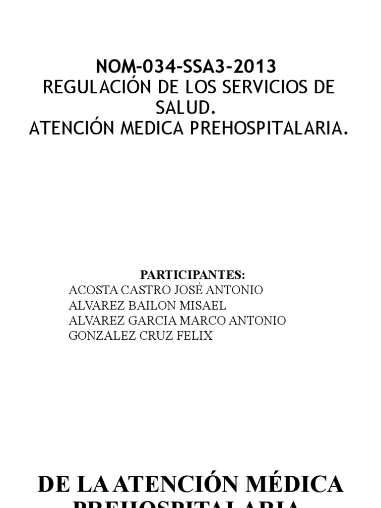 Nom 034 | PDF | Ambulancia | Cuidado de la salud
