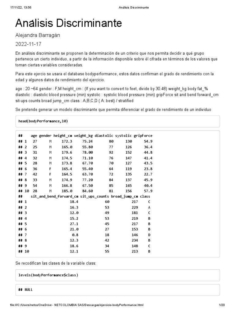 Ejercicio Análisis Discriminante | PDF
