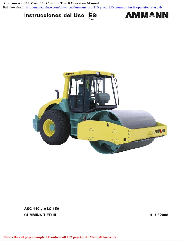 Ammann Asc 110 y Asc 150 Cummin Tier II Operation Manual | PDF | Física ...